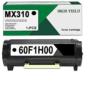 1 Pack 601H 60F1H00 High Yield Return Program Toner Cartridge Black MX310 Compatible Replacement for Lexmark MX310dn MX611de MX511de MX410de MX611dhe MX610de Printer Toner