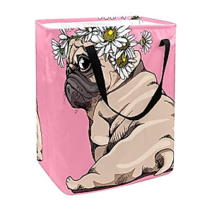 Garland Bulldog Print Collapsible Laundry Hamper, 60L Waterproof Laundry Baskets Washing Bin Clothes Toys Storage for Dorm Bathroom Bedroom
