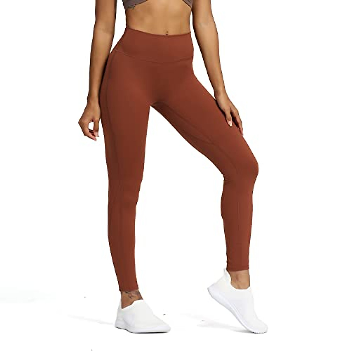 Aoxjox High Waisted Workout Leggings for Women Compression Tummy Control Trinity Buttery Soft Yoga Pants 26" (Cherry Mahogany, Large)
