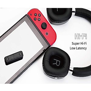 Gulikit Switch Bluetooth Adapter ,5.0 Wireless Audio Transmitter w/aptX Low Latency ,Game Voice Chat,AirPods Bluetooth Headphone Speakers Headset for Nintendo Switch & Switch Lite, PS5 PS4 PC,Black