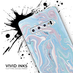 DesignSkinz Marbleized Pink and Blue Soft v3 Protective Vinyl Decal Wrap Skin Cover Compatible with The Samsung Galaxy S20 (Screen Trim & Back Glass Skin)