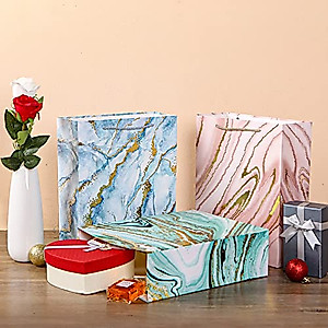 Lancool Gift Bags, 12 Pack 12.6x10.2x3.9 Inch Gift Bags Medium Size, Gift Bag Large Size, 4 Assorted Designs Foil Gift Bags for Monther's Day, Baby Shower, Birthday, Wedding, Party Favors