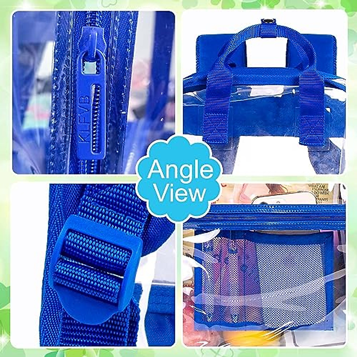 ZLYERT Clear Backpack, Heavy Duty Transparent Bookbag, Large See Through PVC Backpacks for Women and Men - Blue