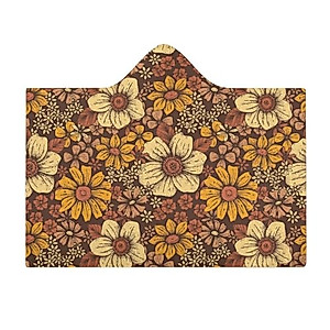 TaoYTao 50"x60" Women Summer Retro Floral Blanket Hoodie, Foldable Wearable Funny Hooded Blanket Robe Cloak, Christmas Birthday Gifts Anniversary For Wife Girlfriend Women