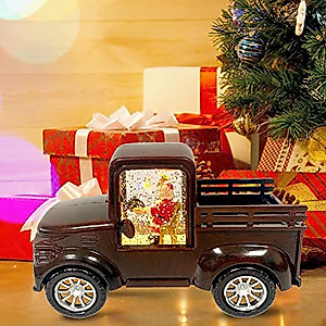 Christmas Decorations Truck Snow Globe, Santa Claus Truck Decorations, LED Water Lighted Glittering Xmas Decoration, Home Truck Décor for Festival Gift, Home Truck Ornament