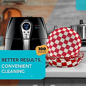EaZy MealZ 100 Piece Air Fryer Paper Liners, Disposable, Airfryer Oven Insert Parchment Sheets, Grease and Water Proof, Non-Stick, Parchment Baking Paper for Baking Roasting Microwave