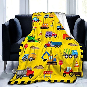 Cute Truck Construction Blanket Super Soft Flannel Throw Blankets Tractor Cars Blankets Bedding for Boys Girls Adults Gifts 50"x40"
