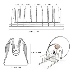 SANNO Pan pot Lid Holder Rack Kitchen Lid Organizer for Plates, Cutting Boards Bakeware, Cooling Racks, Pots & Pans, Serving Trays,stainless steel pack of 2
