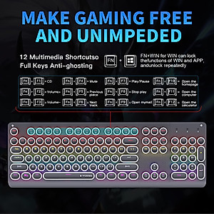 E-YOOSO K600 Mechanical Gaming Keyboard 104 Keys LED Backlit Keyboard Crystal Keycap (Blue Switch)