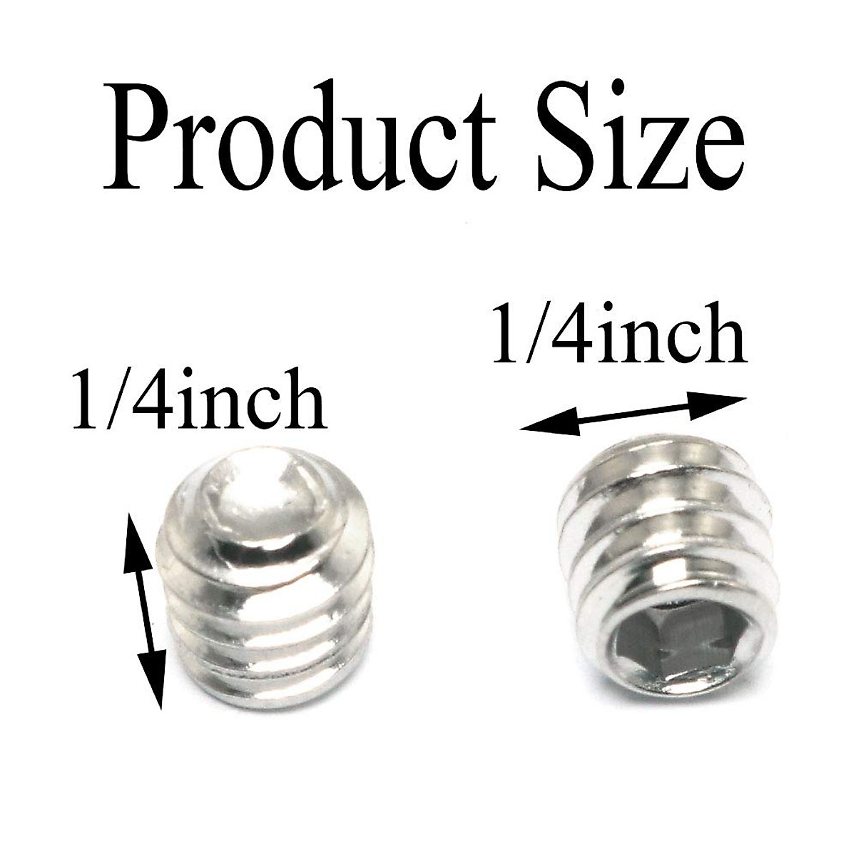 Pro Bamboo Kitchen 25pcs 1/4-20 x 1/4" Hexagon Hex Socket Set Screws 304 Stainless Steel Full Thread Cup Point Grub Screws