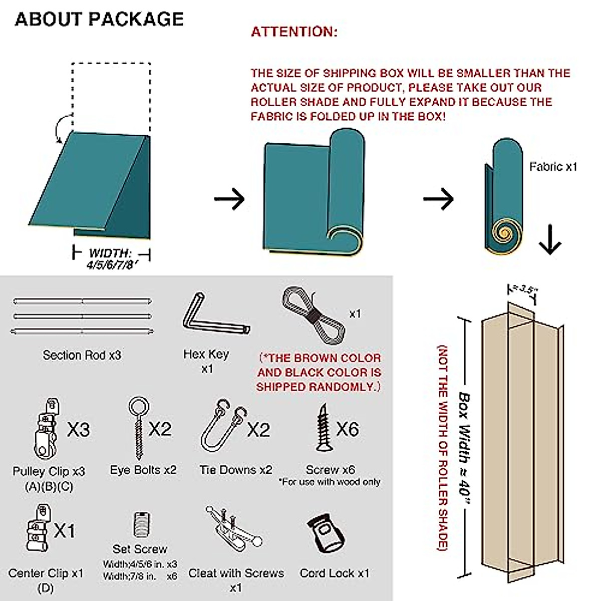 ECOOPTS Outdoor Roller Shade, Striped Hollow Out Roll Up Shade Blind Sun Shade for Patio Porch Back Yard Gazebo Deck Balcony (6'W x 6'L, Brown)