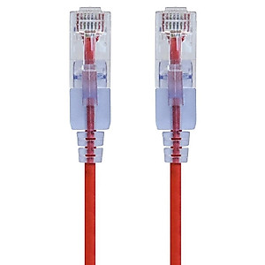 Monoprice Cat6A 3ft Red 10-Pk Patch Cable UTP 30AWG 10G Pure Bare Copper Snagless RJ45 SlimRun Series Ethernet Cable