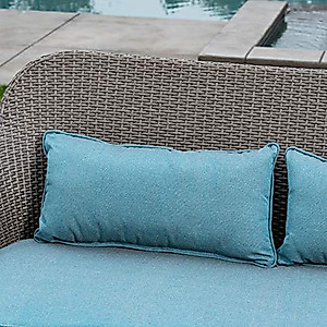 Royal Garden Patio Set - 4 Piece Patio Set - Deep Seating Wicker Outdoor Patio Set - Waikiki Collection - Conversation Set Patio Furniture - Grey/Teal