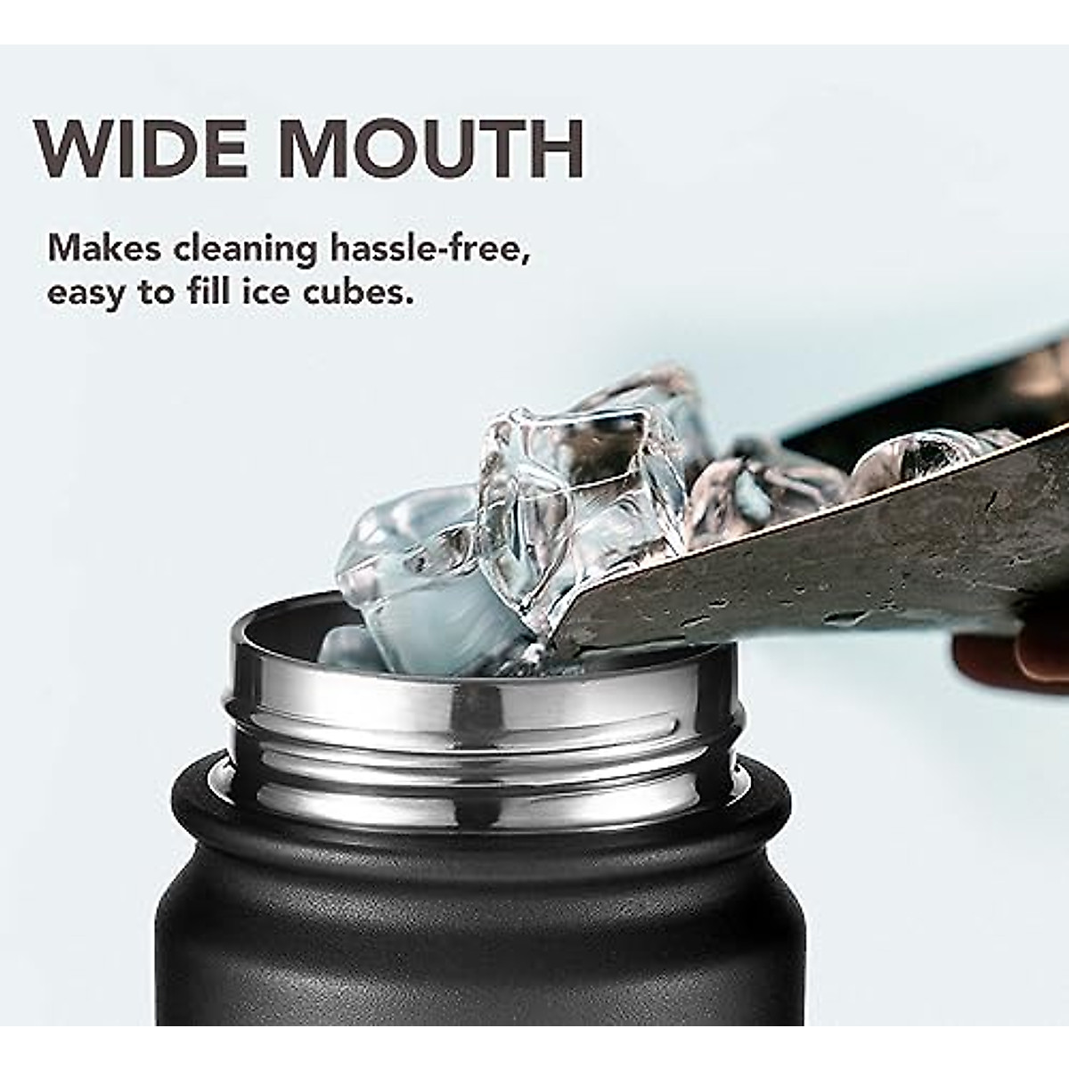 Mininoo 24 oz Insulated Water Bottle with Straw, Stainless Steel Double Wall Vacuum Thermos with Straw Lid & Chug Lid, Leak Proof, BPA Free, Keep Cold for 24H & Hot for 12H(Black)