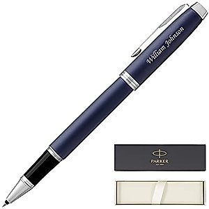Dayspring Pens Engraved Parker Pen | Personalized PARKER IM Matte Blue Rollerball Gift Pen with Case. Custom Engraved and Shipped in one Business Day Fast.