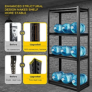 Raybee Garage Shelving Heavy Duty Shelving Unit Metal Storage Shelves for Storage Load 1640LBS 4-Tier Adjustable Garage Storage Shelves Pantry Basement 57" H x 27.6" L x 13.7" D
