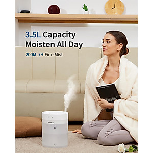 HawKam Humidifiers for Bedroom, 3.5L Cool Mist Humidifiers with Easy to Top Fill and Clean, Auto Shut-off, BPA-Free & 28H Runtime, Air Humidifier for Home Large Room Baby Nursery Plants & Offices
