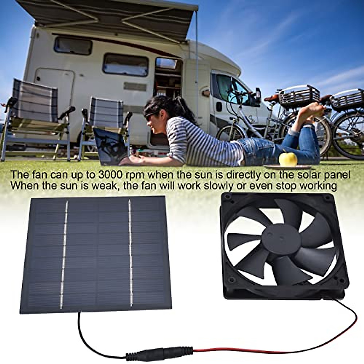 Hilitand Solar Powered Exhaust Fan 10W Solar Panel 10W Dual Fans Waterproof Protection Net Outdoor Indoor Solar Panel with Powered Exhaust Fan