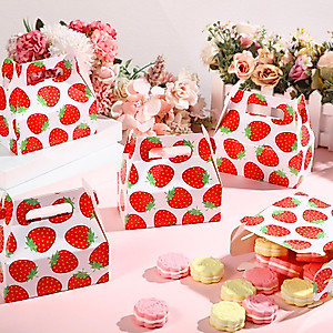 Fumete Strawberry Birthday Party Decorations Treat Boxes Strawberry Birthday Favor Decorations Fruit Themed Party Supplies for Birthday Baby Shower Party, 4.7 x 2.4 x 5.1 Inch(22 Pcs)