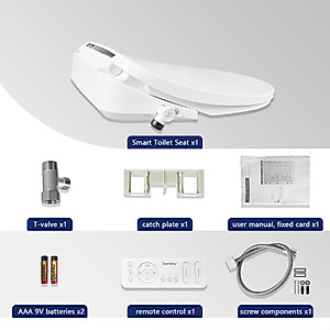 Bidet Seats, DeerValley DV-1S0018A Electronic Bidet Toilet Seat, Smart Toilet Seat with Sensor Seat Heating, Warm Air Dryer, Nightlight, Multiple Wash Methods, Self-Cleaning Nozzle, White
