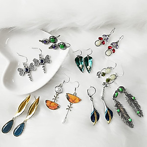 15 Pairs Vintage Boho Retro Teardrop Druse Crystal Drop Dangle Earrings for Women Cubic Zirconia Huggie Hoop Earring Jewelry Set Christmas Gifts (4)