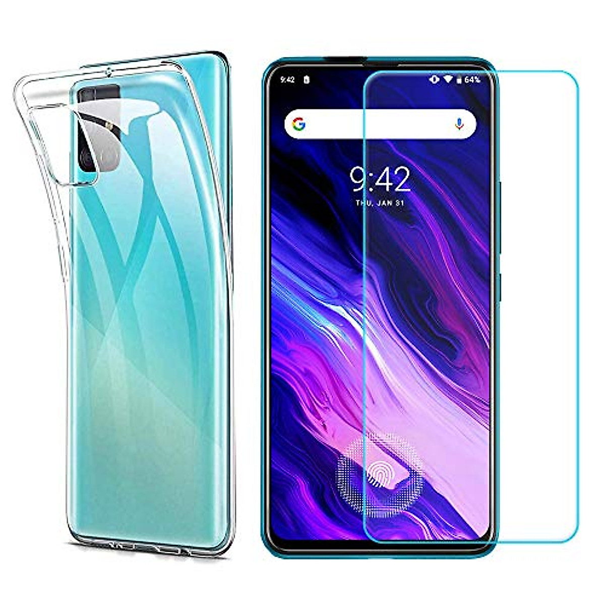 Ytaland Soft Clear Case for Umidigi S5 Pro,with Tempered Glass Screen Protector. (2 in 1)[Scratch Resistant Anti-Fall] Fashion Soft TPU Shockproof Case