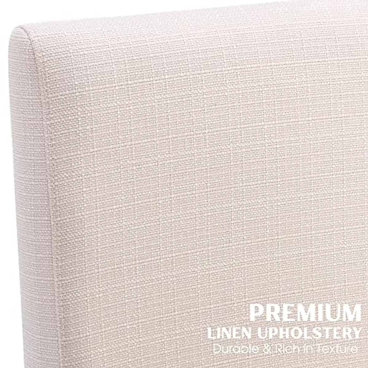 Set of 4 Linen Upholstered Dining Room Chair, Mid Century Modern Fabric Chair for Dining Room, with Black Metal Frame, Cream