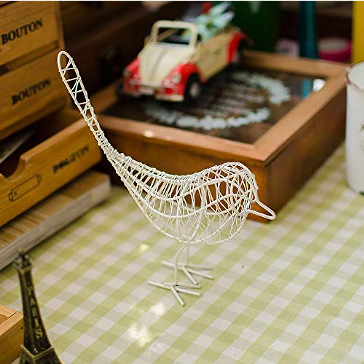 WhaleCreation Handicraft Bird Metal Decorative Figurine Home Decor Gift Toy (White)