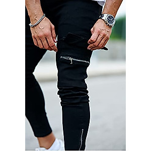 GINGTTO Black Jeans for Men Stretch Fit Skinny Denim Pants for Men Slim Size 32