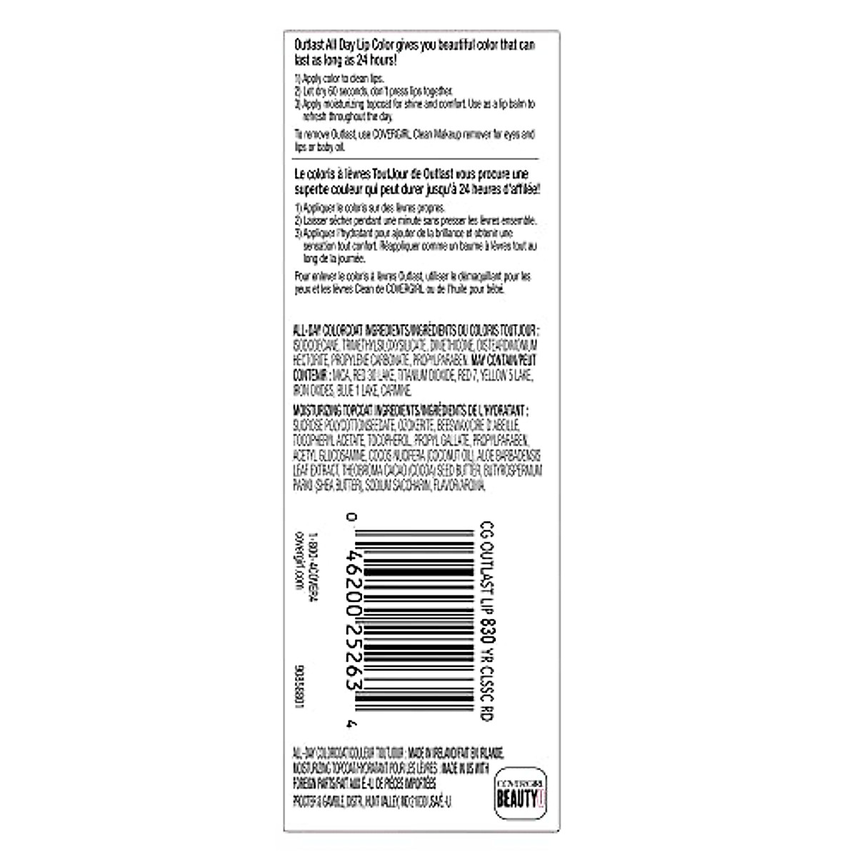 COVERGIRL Outlast All-Day Lip Color Custom Reds, Your Classic Red, 0.06 Ounce (Pack of 1)