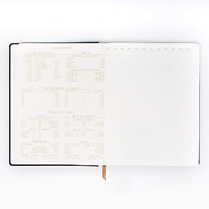 Designworks Ink Bad Ideas Black 7.25" x 10.25" Jumbo Journal Notebook with Cloth Cover, Gold Accents, Lined Pages, Ribbon Marker for Work, Writing, Journaling