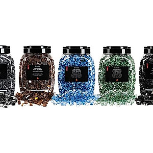 SHERBECK Fire Glass 1/2 Inch Reflective Tempered Fire Pit Glass Rocks for Propane or Gas Fire Pit 10 Pounds Cobalt Blue （Gift Package） Green