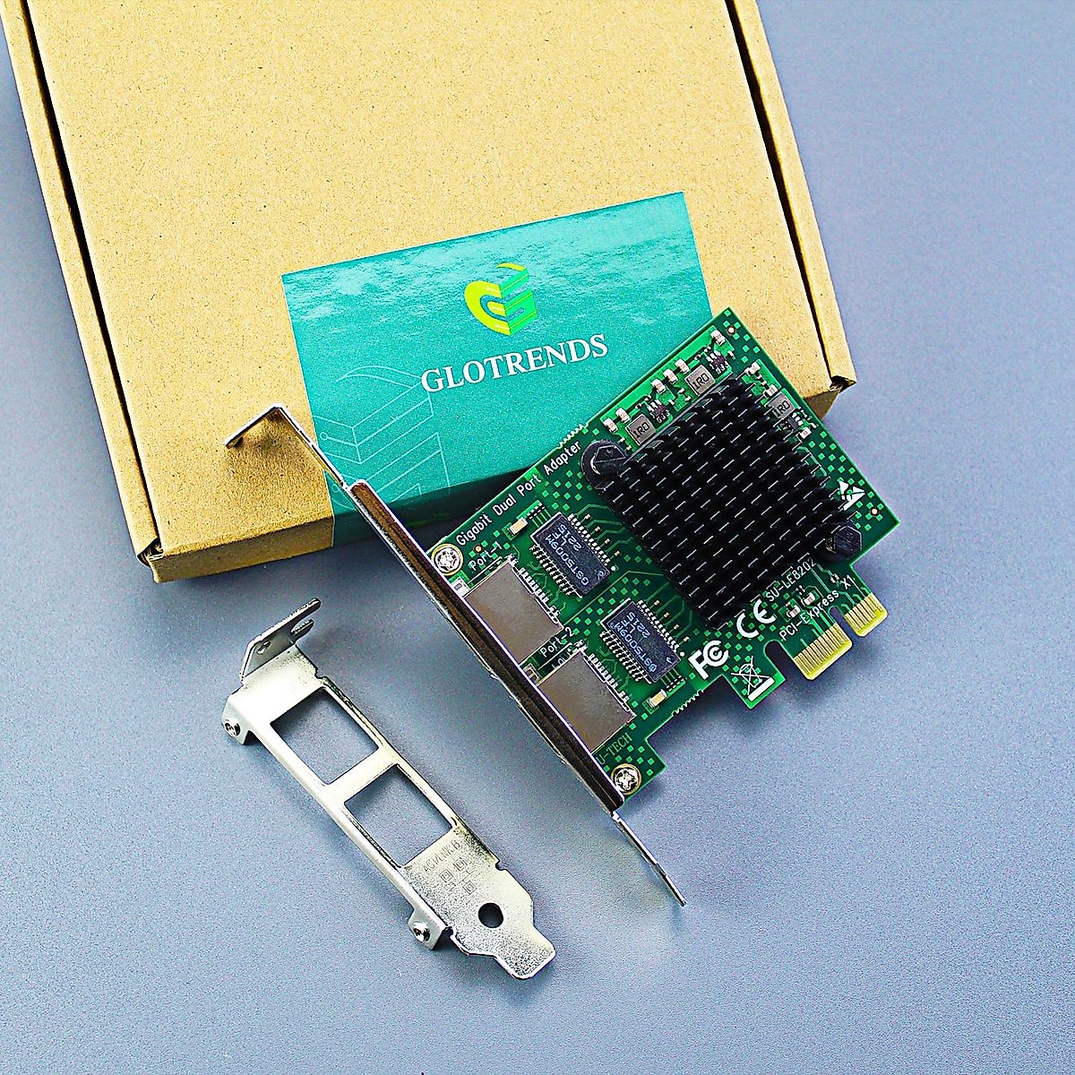 GLOTRENDS LE8202 2-port Gigabit PCIe Ethernet Network Card, 2 x RTL8111H Chip, 2 x RJ45 LAN Port, PCIe X1 Installation
