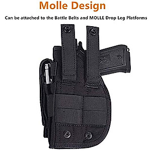ACEXIER Universal Tactical Gun Holster Right Hand Molle Pistol Holster Combat Airsoft Waist Belt Holster for 1911 45 92 96 Glock(Black)
