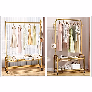 Thick forest Gold Clothing Rack Gold Clothes Rack Gold Garment Rack Heavy Duty Shoes Bags Gold Clothes Organizer Storage Shelves