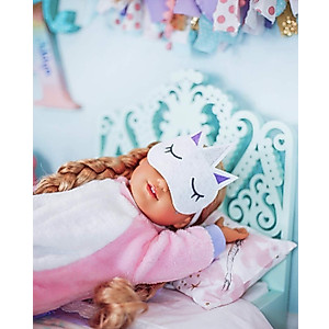 MY GENIUS DOLLS Unicorn Matching Onesie Pajamas and Sleepmasks - Fits Girl and 18 inch Doll Like American (Doll Not Included)