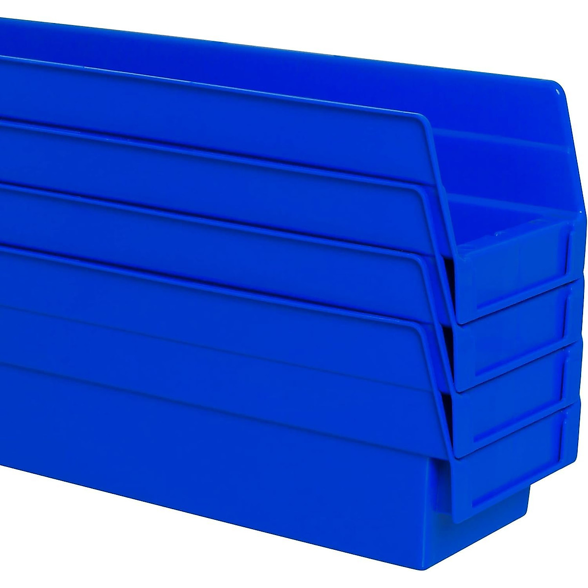 Akro-Mils 30128 Plastic Nesting Shelf Bin Box, (18-Inch x 4-Inch x 4-Inch), Blue, (12-Pack)