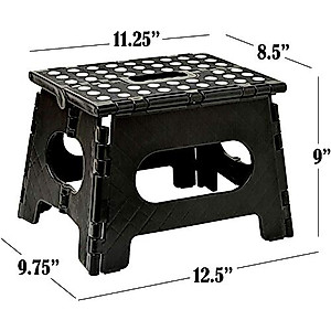 EFAILY Folding Step Stool,11 Inches Wide with Handle for Kitchen, Bedroom, Bathroom ,Kids or Adults (Black)
