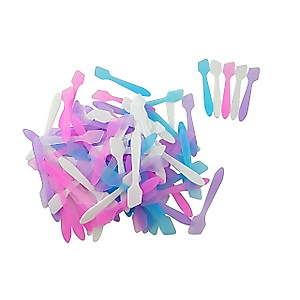 3.2 Inch 5 Color Plastic Cosmetic Spatulas, Disposable Makeup Tools Spoon for Mixing and Sampling, 100 Pcs Random Color