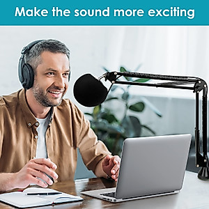 YOUSHARES Microphone Stand with Foam Cover - Mic Boom Arm Stand Pop Filter Compatible with Blue Snowball Microphone