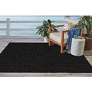 Ambiant Saturn Collection Pet Friendly Indoor Outdoor Area Rugs Black - 5' x 8' Oval