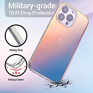 Dosanlues Iridescent Holographic Phone case for iPhone 13 Pro Max, [10FT Drop Protection] Translucent Matte Hard PC Back with Soft Silicone Edge Slim Protective for iPhone 13 Pro Max Case 6.7"