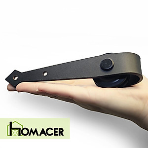 Homacer Mini Black Rustic Non-Bypass Sliding Barn Door Hardware Kit, for Two/Double Doors, 54-inch Long Flat Track, Arrow Design Roller, Cabinet TV Stand Console Use…