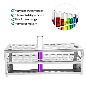 Stainless Steel Punch plate Test Tube Rack 40 Holes Large Capacity Lab Test Tube Holder Laboratory Experiment Fixing Accessories(15.5 * 40mm) Tube Racks