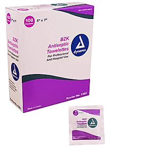 Dynarex 1303 box of 100 BZK Antiseptic Towelettes