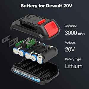 Nicetoro Replacement Battery for Dewalt 20V Battery 3.0Ah, Compatible with Dewalt DCB203 DCD/DCF/DCG Series Lithium Ion Batteries
