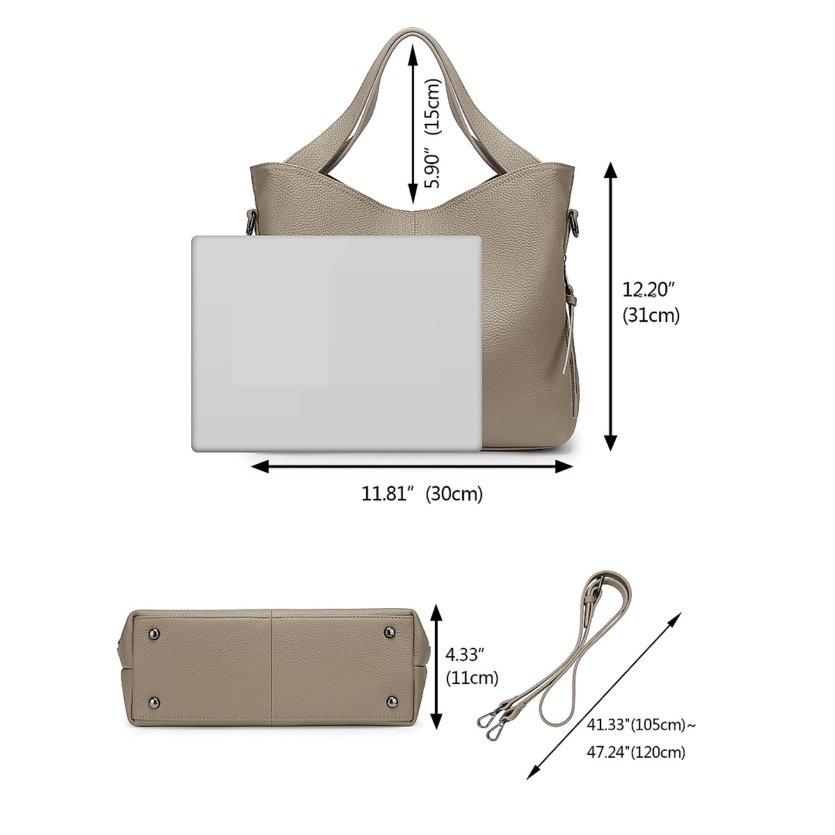 YALUXE Genuine Leather Hobo Bags for Women Slouchy Tote Handbag Purse Crossbody Bag Top Handle Shoulder Bag