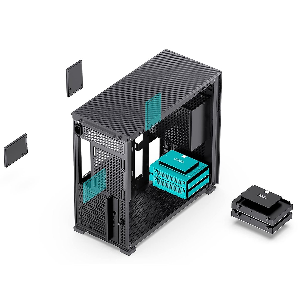 JONSBO D41 MESH SC Black ATX Computer Case with Screen, ATX Motherboard PC Case Mid Tower/Support RTX 4090(335-400mm) GPU 360/280AIO,Power ATX/SFX: 100mm-220mm Multiple Tool-Free Design,Black