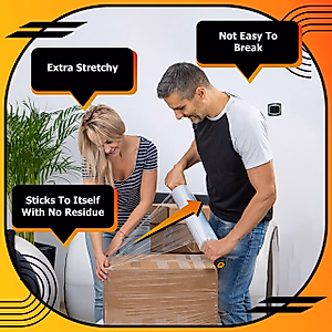 Difinati 2 Pk, Moving Wrapping Plastic Roll, 15 Inch x 1,200 Feet Heavy Duty, Furniture Wrap, Moving Wrap, Furniture Wrapping For Moving, Packing, Shipping Stretch Film With Handles, Clear