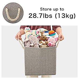 EZOWare [Set of 4] Foldable Fabric Storage Cube Bins with Cotton Rope Handle, Collapsible Resistant Basket Box Organizer for Shelves Closet Toys and More – Gray 12x12x12 inch